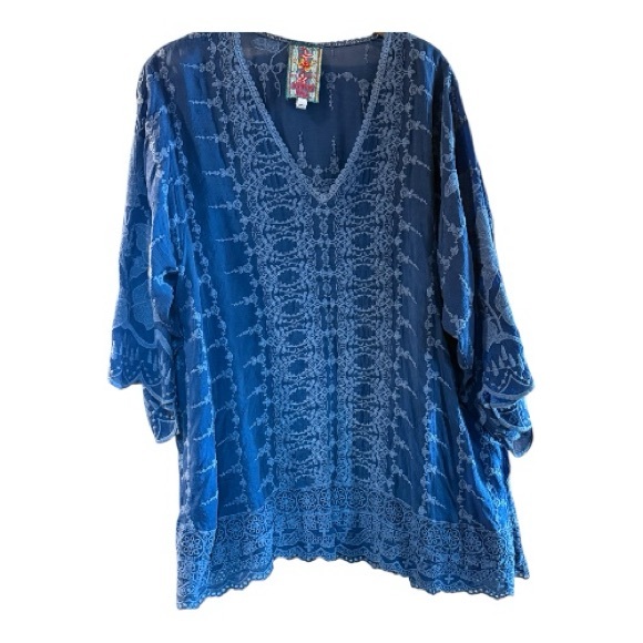 Johnny Was | Tops | Johnny Was Royal Blue Hakaru Tunic Tonal Embroidery ...
